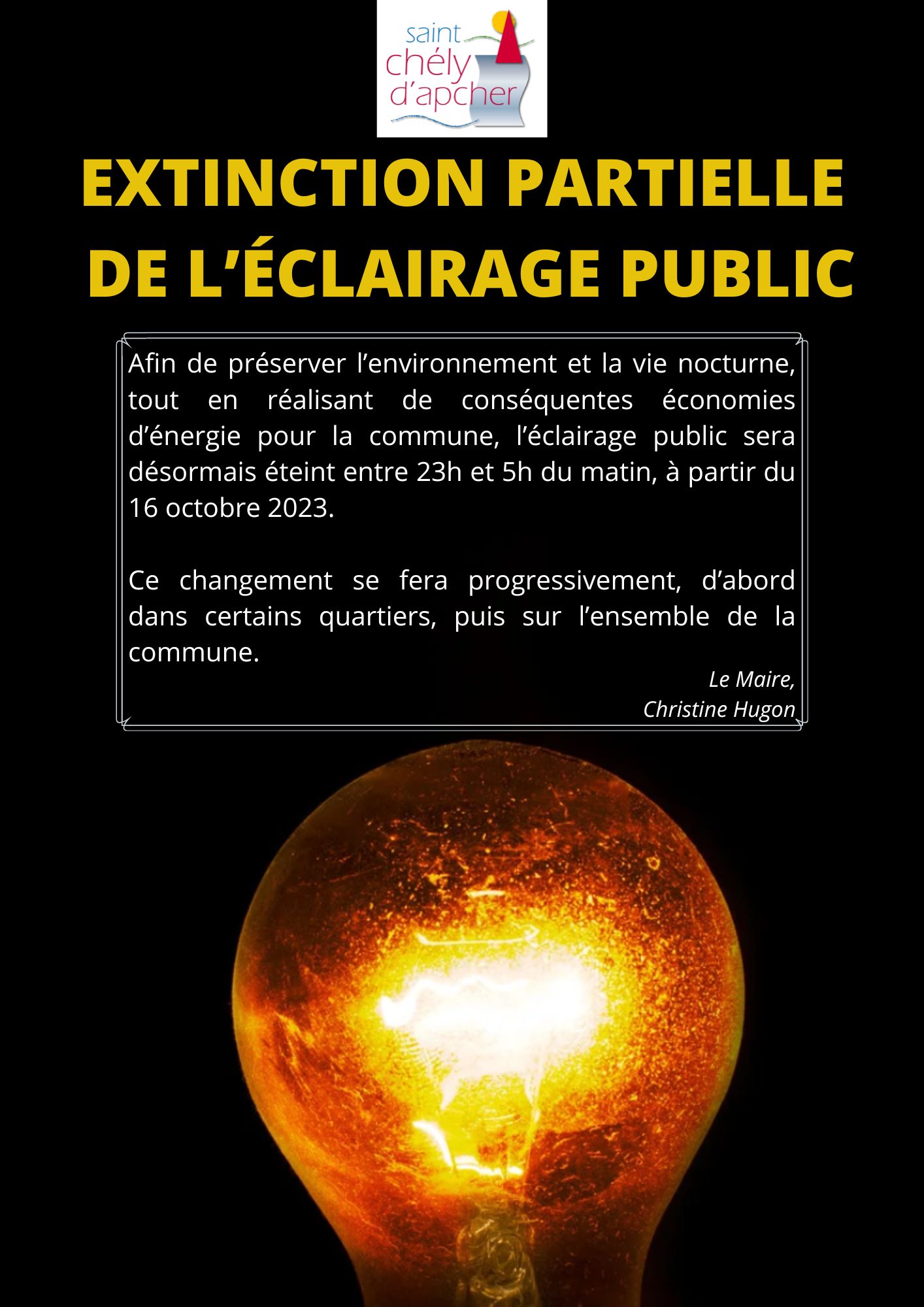 Extinction partielle de l'éclairage public - Saint Chély d'Apcher